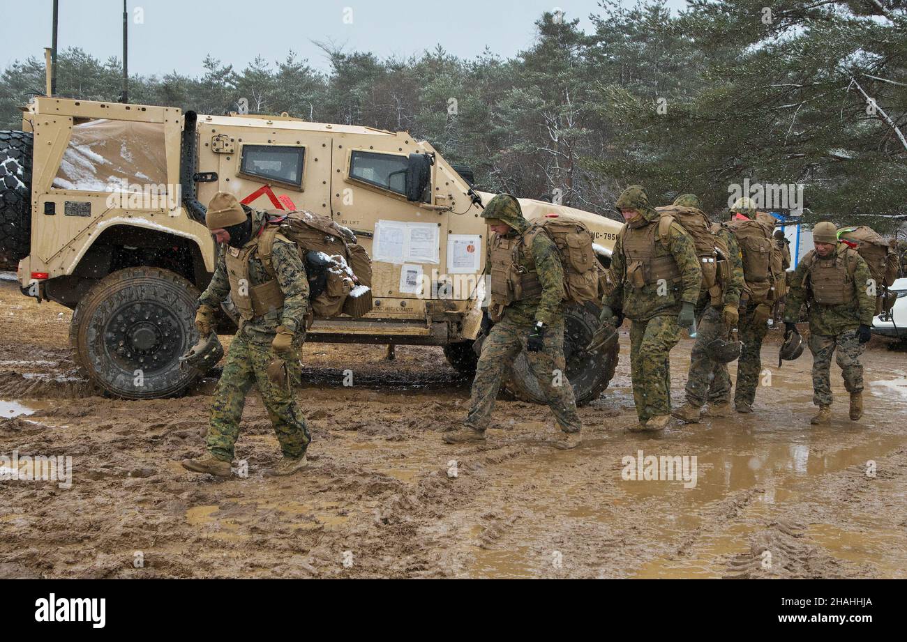 Shikama, Ohira, Taiwa, Japan. 13th Dec, 2021. Member of U.S. Marines ...