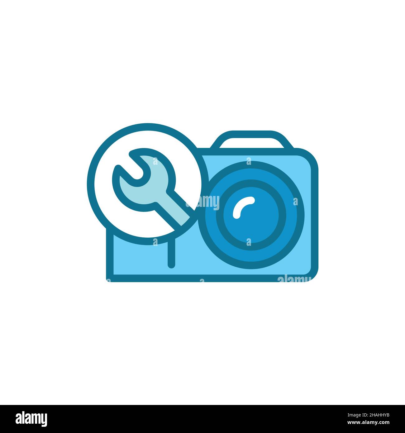 Repair photo camera color line icon. Handyman service. Isolated vector ...
