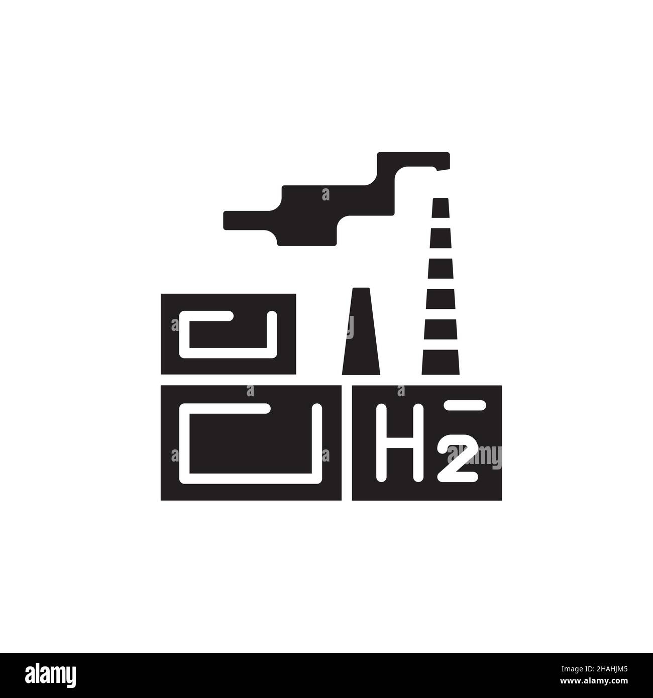 Factory production H2 color line icon. Hydrogen energy. Isolated vector ...