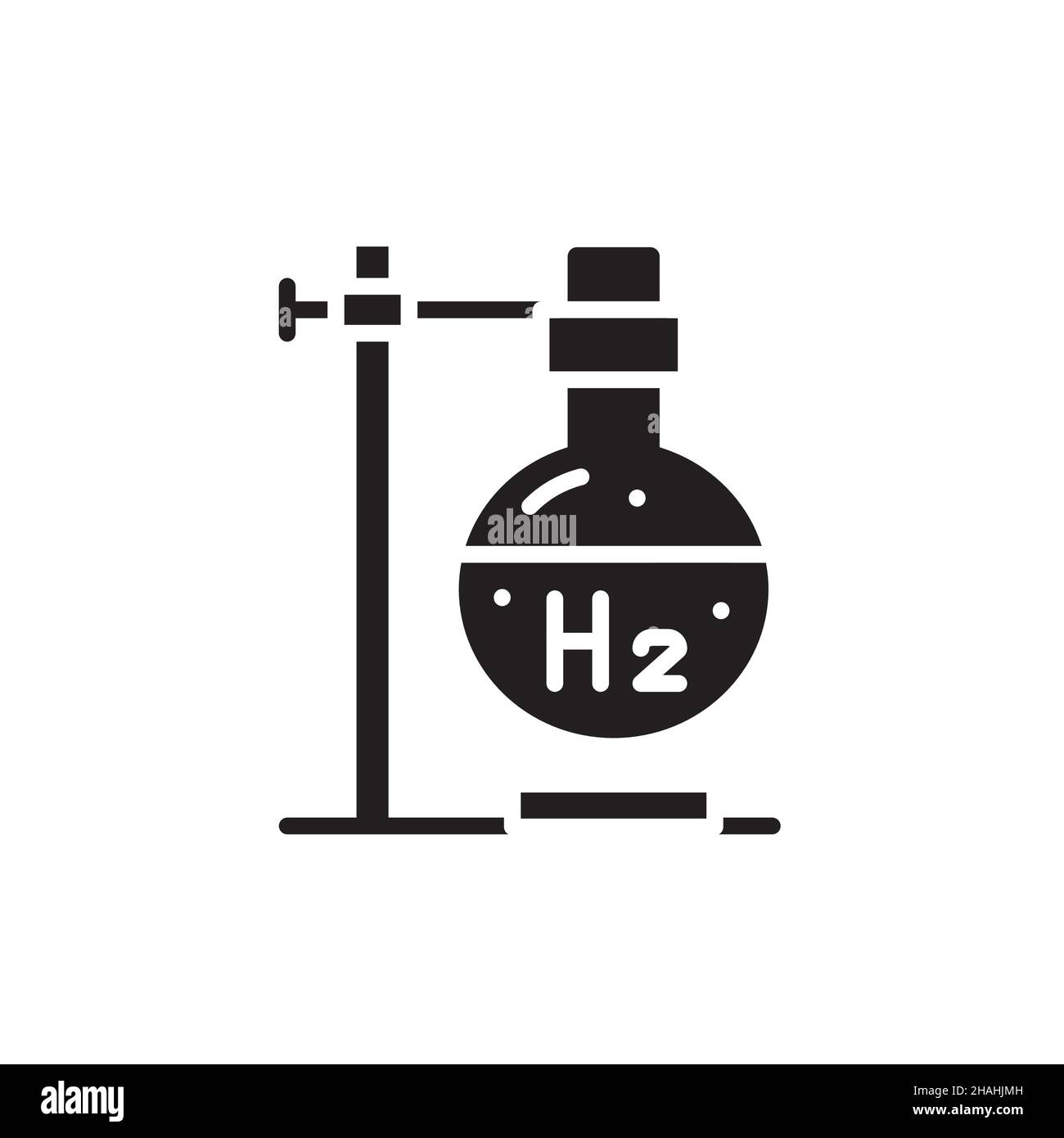 Chemical industry H2 color line icon. Hydrogen energy. Isolated vector ...