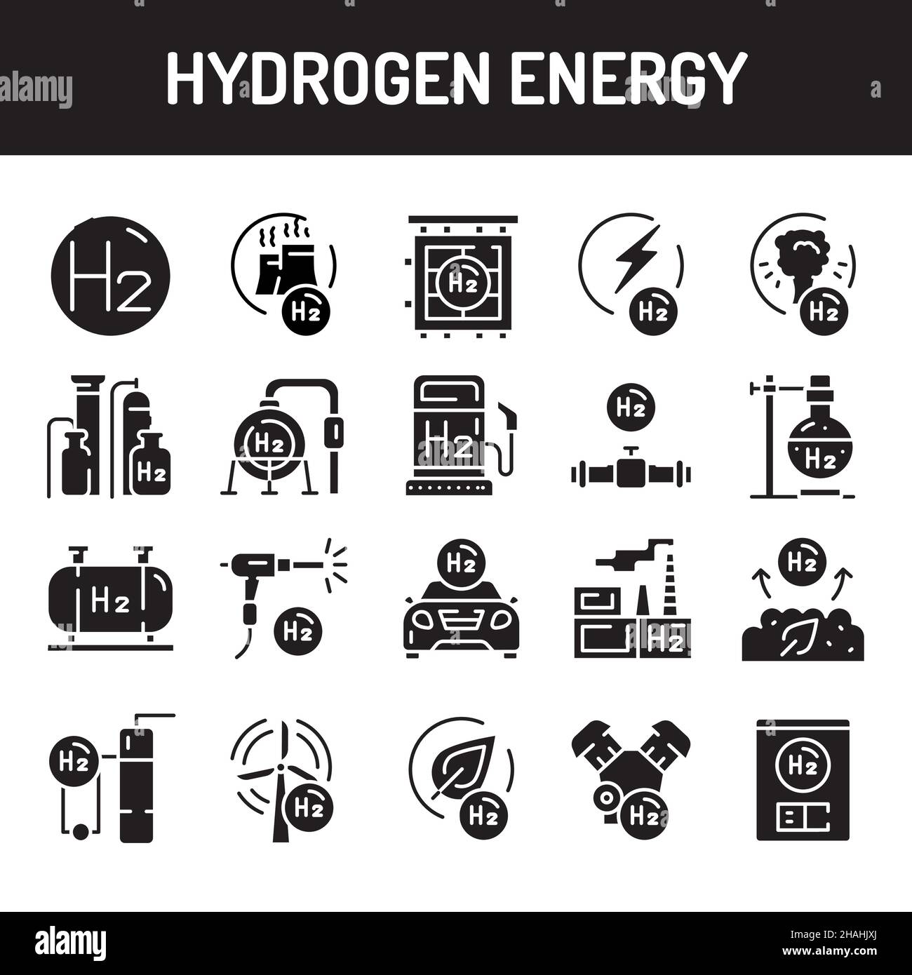 Hydrogen energy line icons set. Isolated vector element. Outline ...