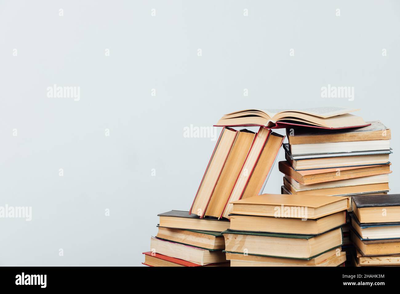 educational books for studying in the university library on a white ...