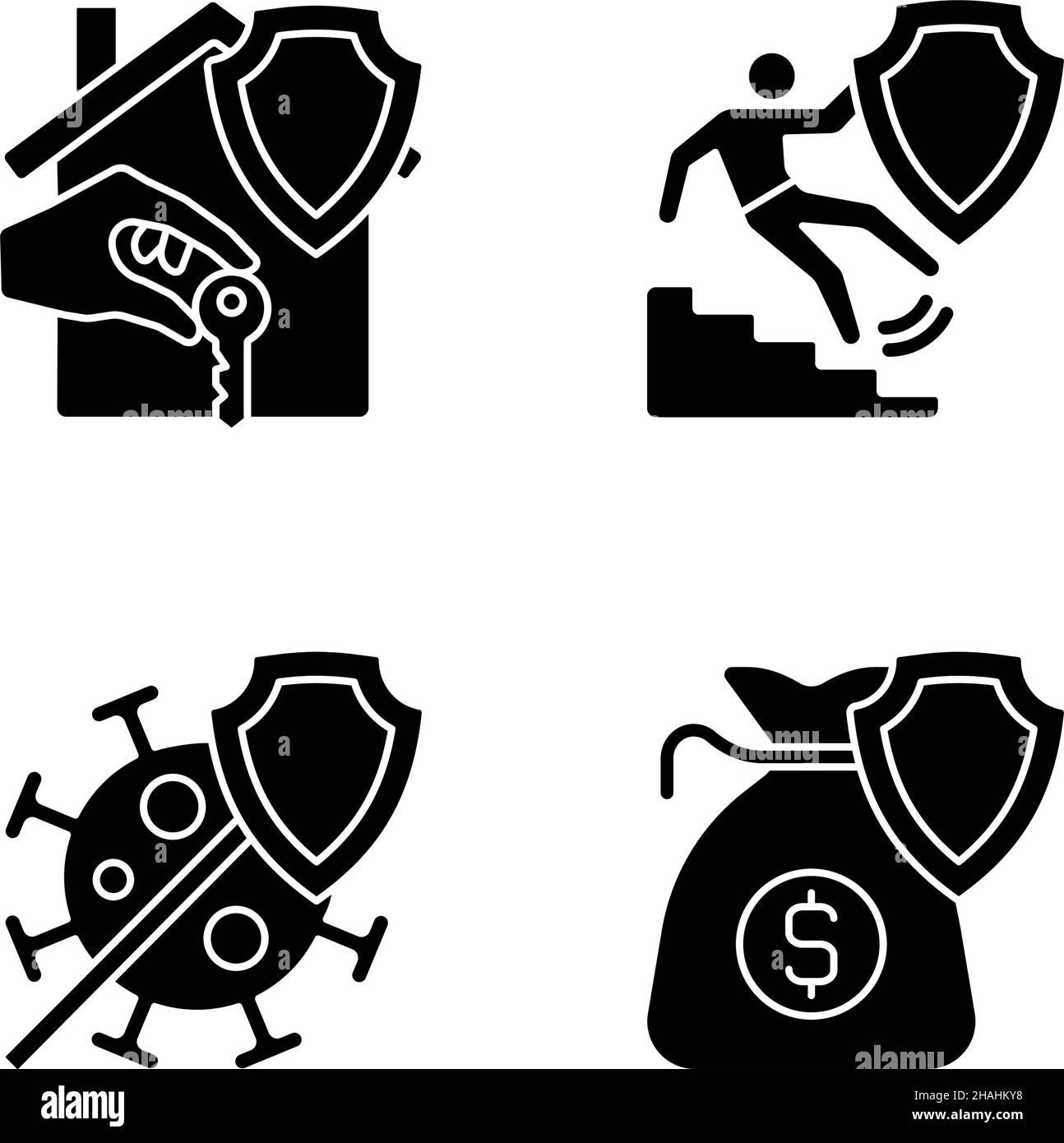 Types of insurance cases black glyph icons set on white space Stock ... Types of insurance cases black glyph icons set on white space Stock ...