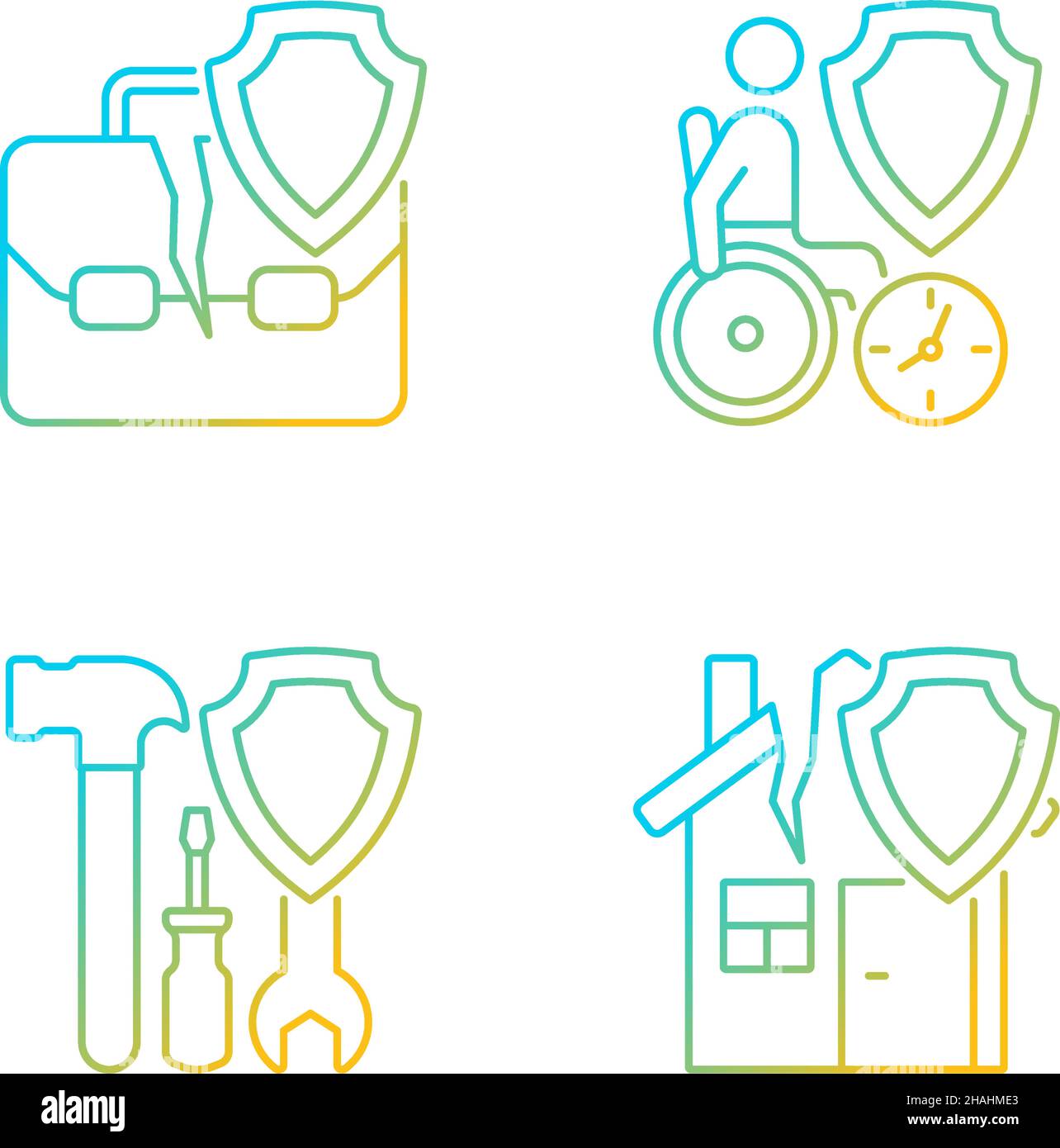 Accidents insurance types gradient linear vector icons set Stock Vector ...