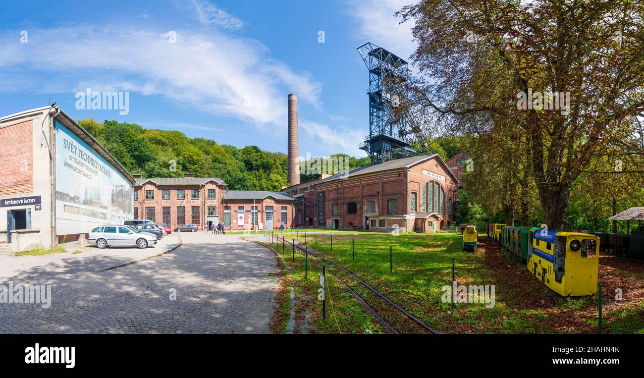 Ostrava (Ostrau): Mining museum Landek park, conveyor tower, mine train ...