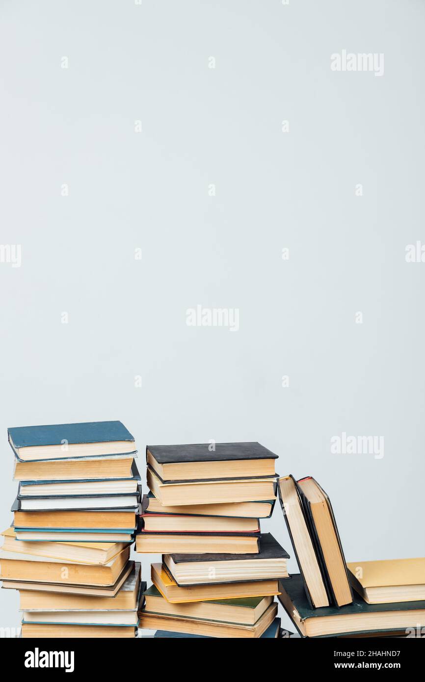 educational books for studying in the university library on a white ...