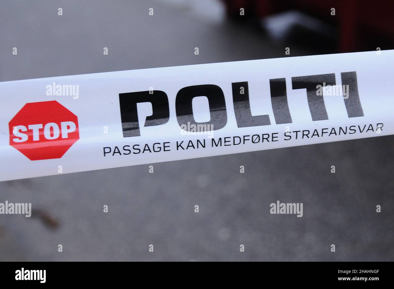 Copenhagen/Denmark./13 December 2021/ Platsic banner Stop politi, mean ...
