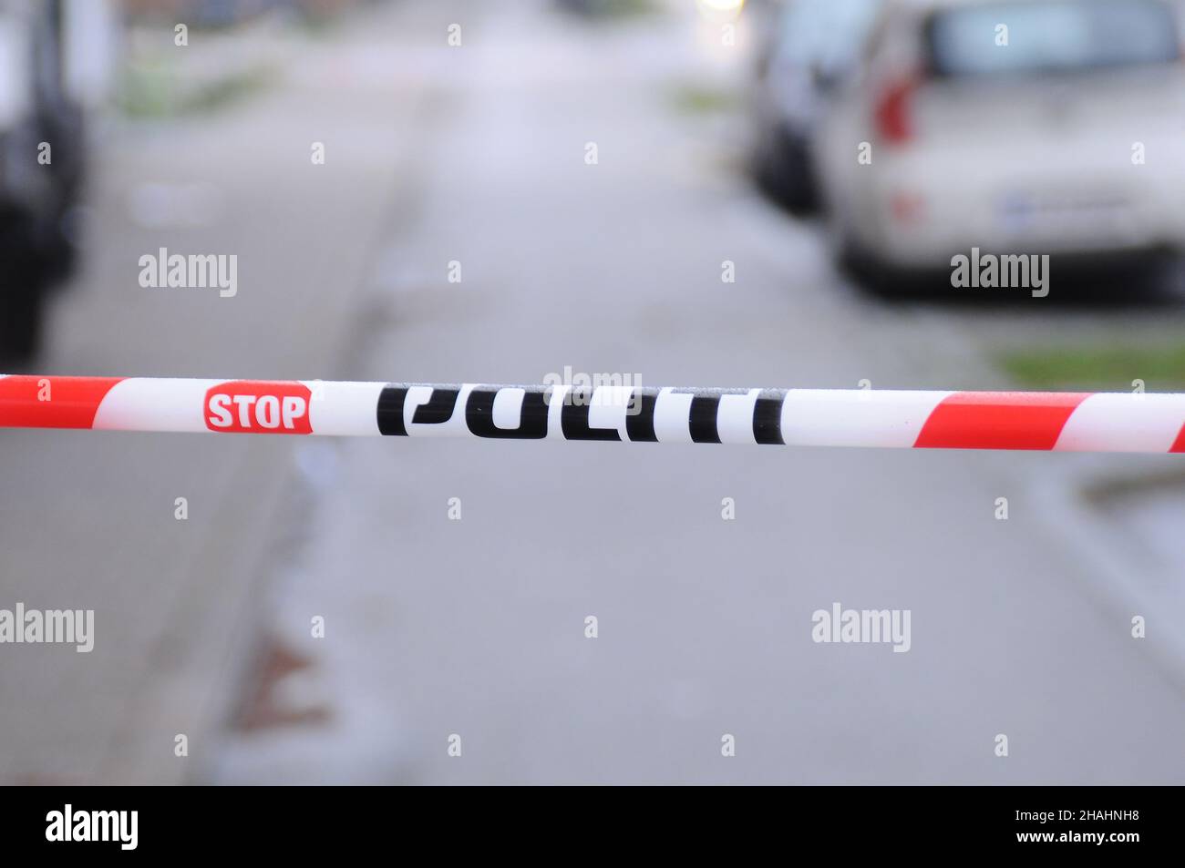 Copenhagen/Denmark./13 December 2021/ Platsic banner Stop politi, mean ...