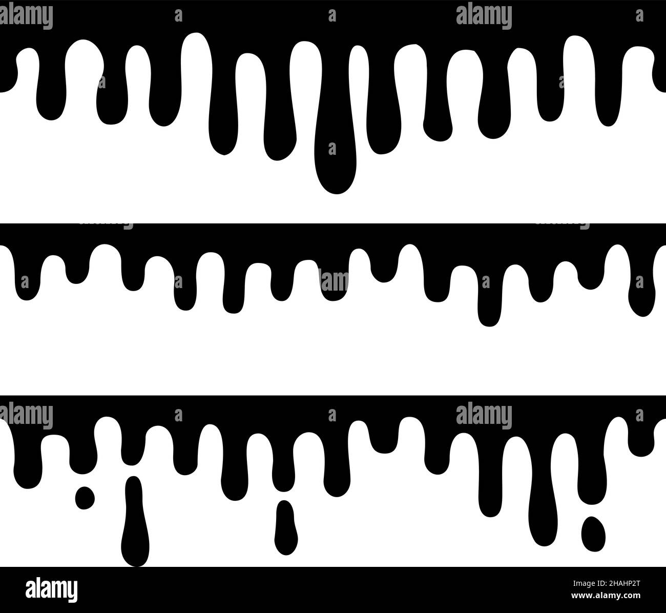 Seamless dripping elements. Ink drips, shape of melting drops. Black ...