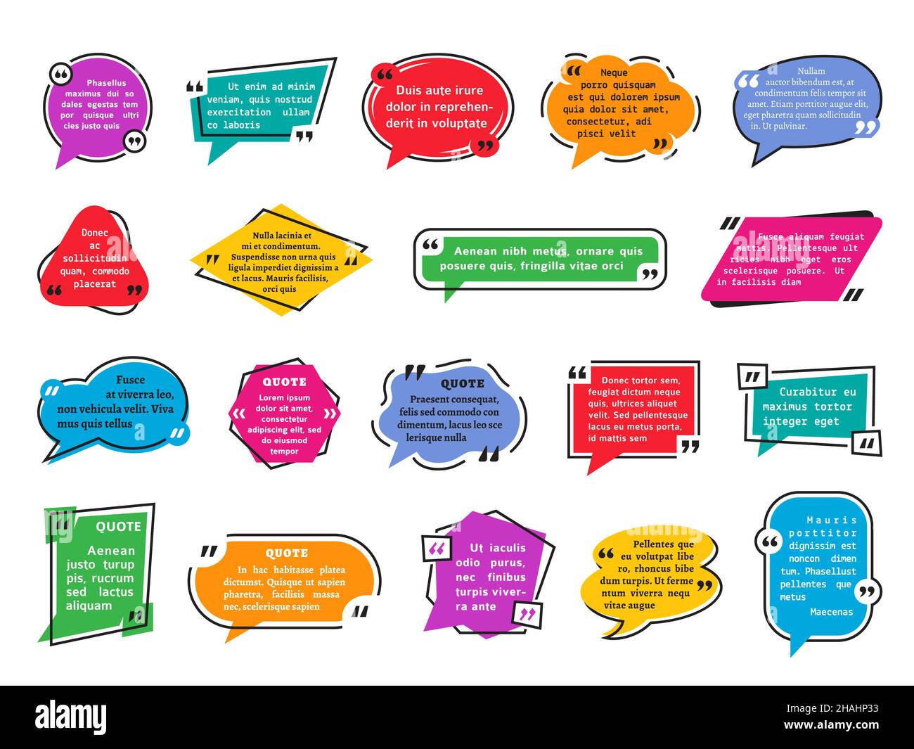 Quote bubble. Memo stickers, quotes text notes ideas. Feedback shapes ...