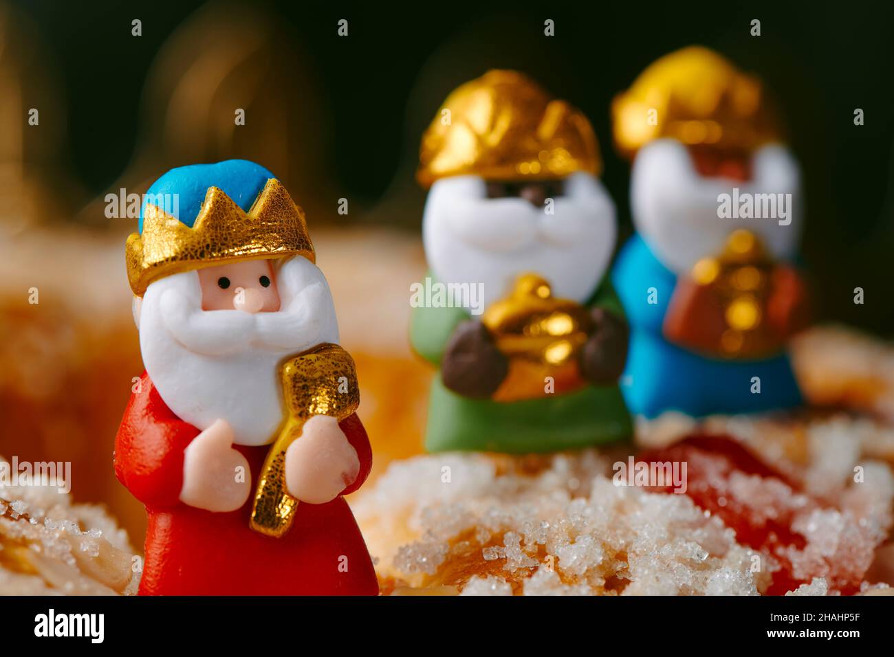 closeup of the three kings, melchior, caspar and balthazar, on top of a ...