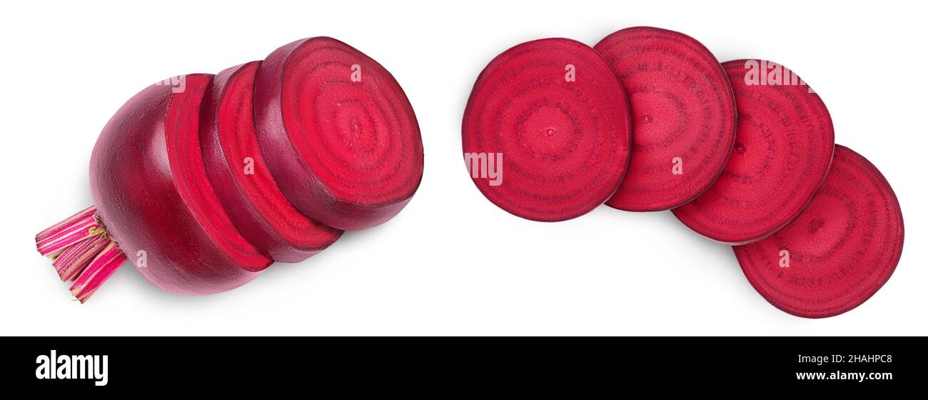 beetroot slices isolated on white background with full depth of field ...