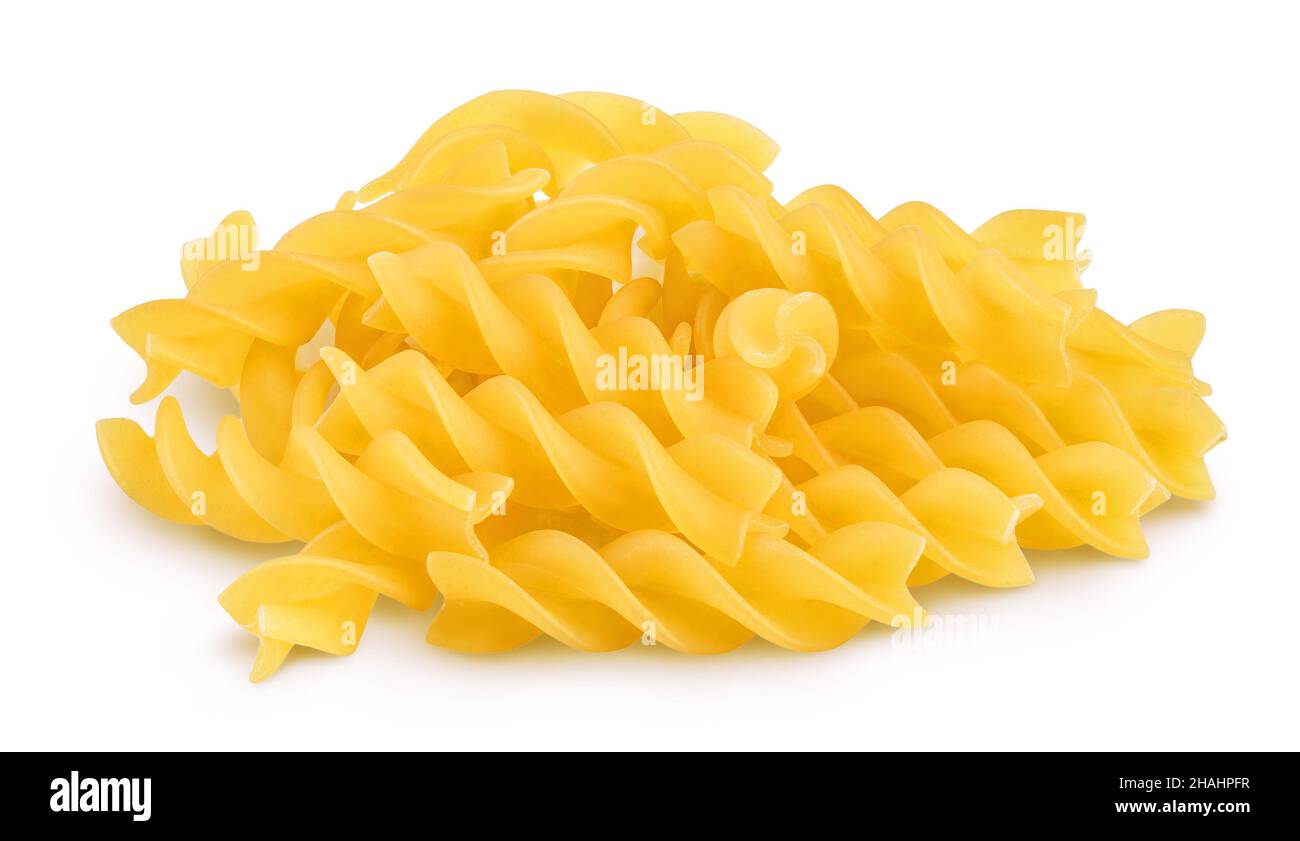 raw Fusilli pasta, isolated on white background with clipping path and ...