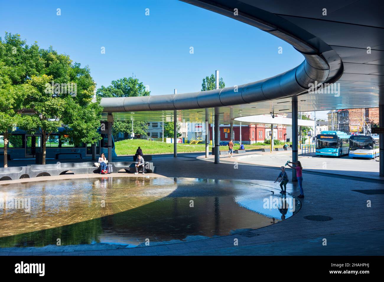 Ostrava (Ostrau): main railway station, in , Moravskoslezsky, Moravian ...