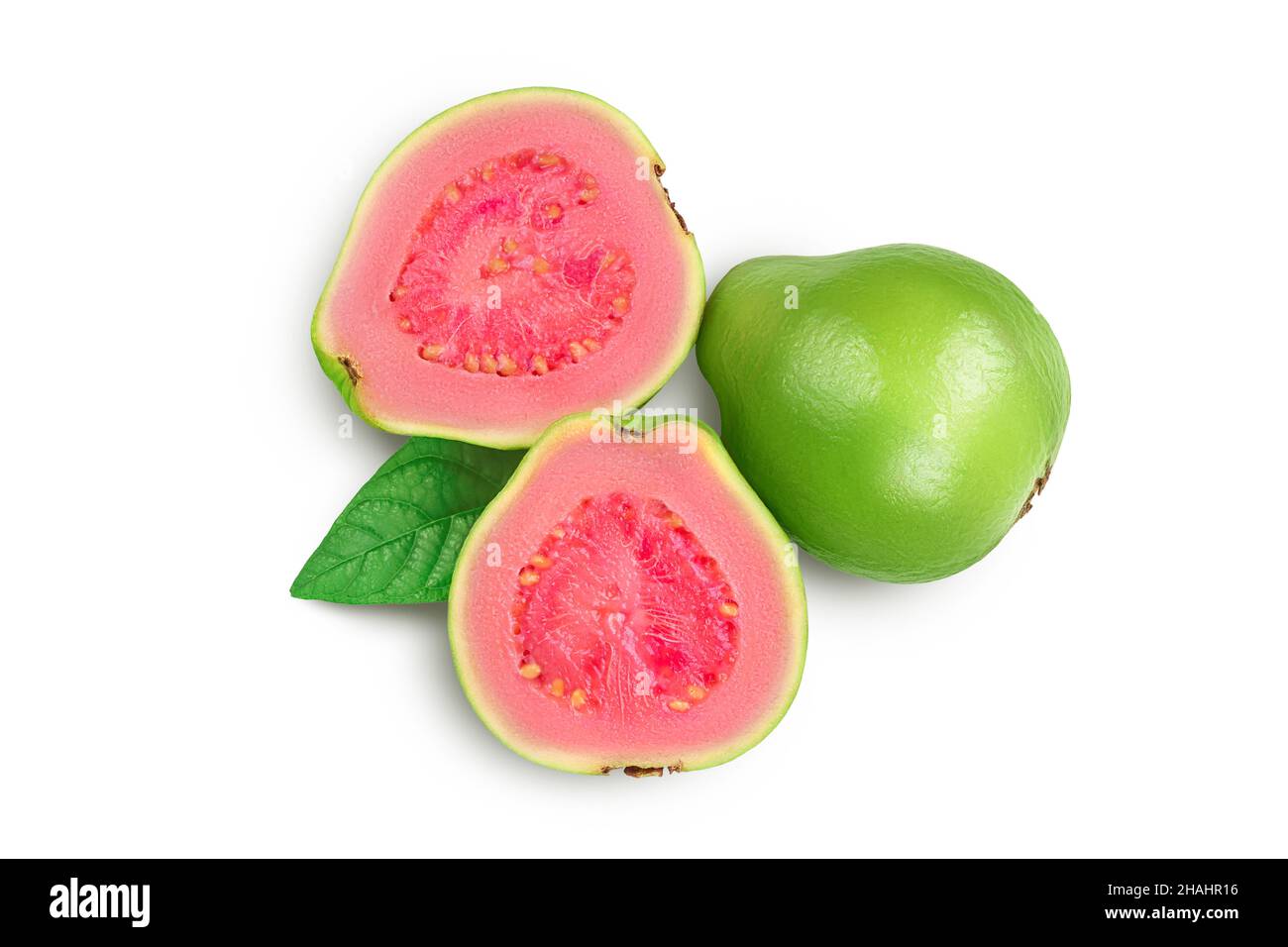 Guava fruit with slices isolated on white background with clipping path ...