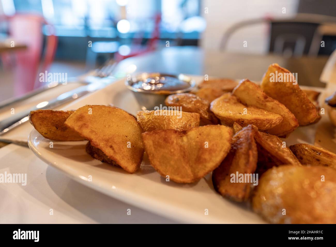 Closeup shot of french fries in a restaurant Stock Photo - Alamy