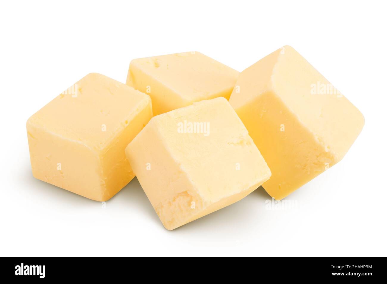 butter cubes isolated on white background with clipping path and full ...