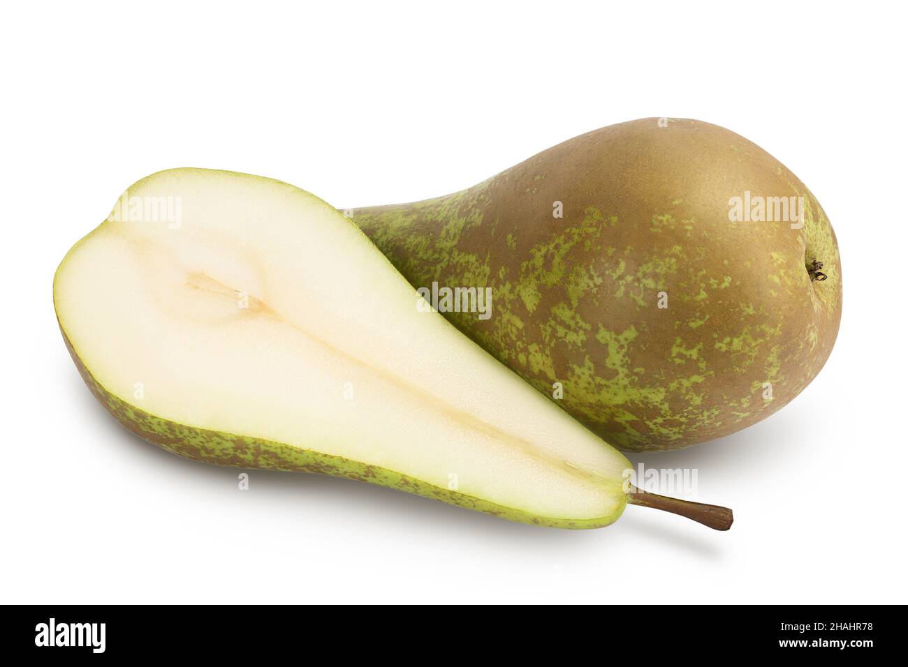 Green conference pear isolated on white background with clipping path ...