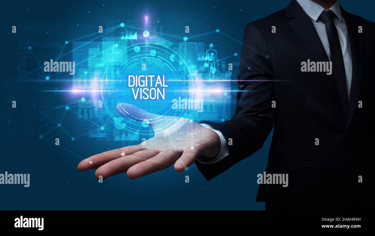 Man hand holding digital technology concept Stock Photo - Alamy
