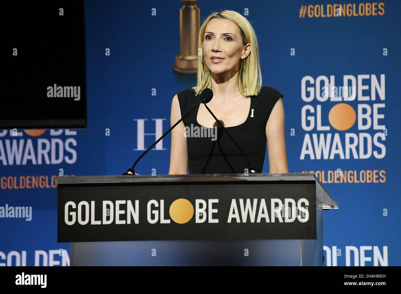 HFPA President Helen Hoehne announcing the nominations at the 79th ...