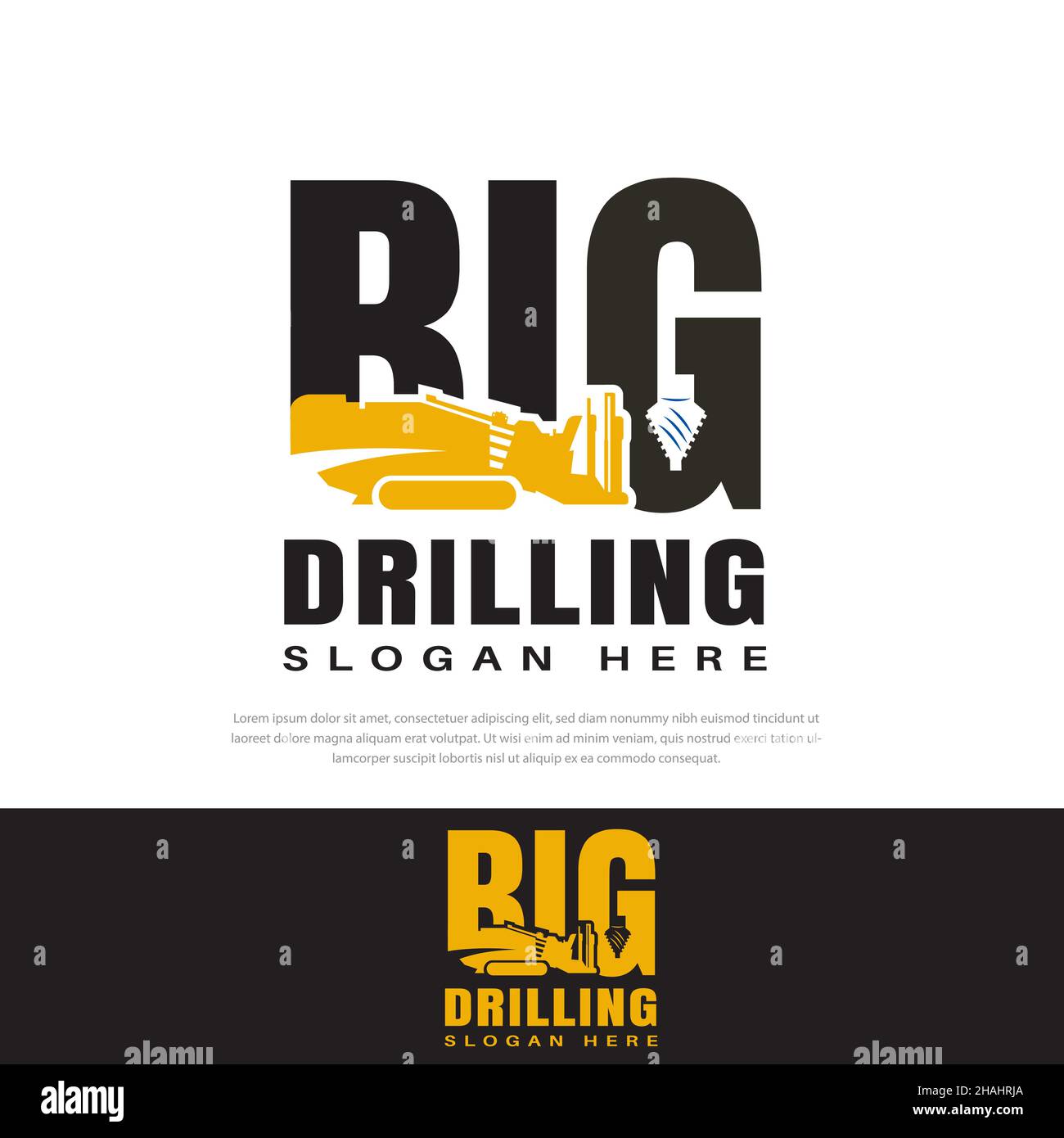 Vector Big Drilling Contractor design logo.heavy equipment illustration ...