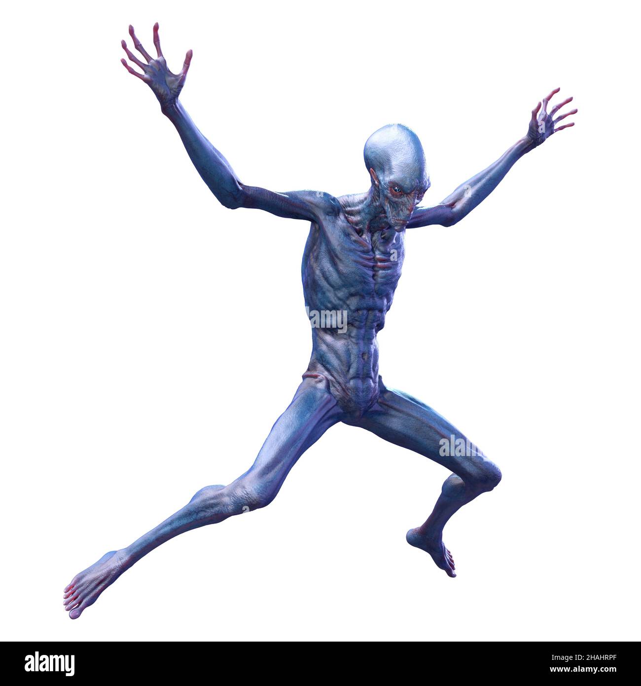 3D rendering of a blue alien isolated on white background Stock Photo ...