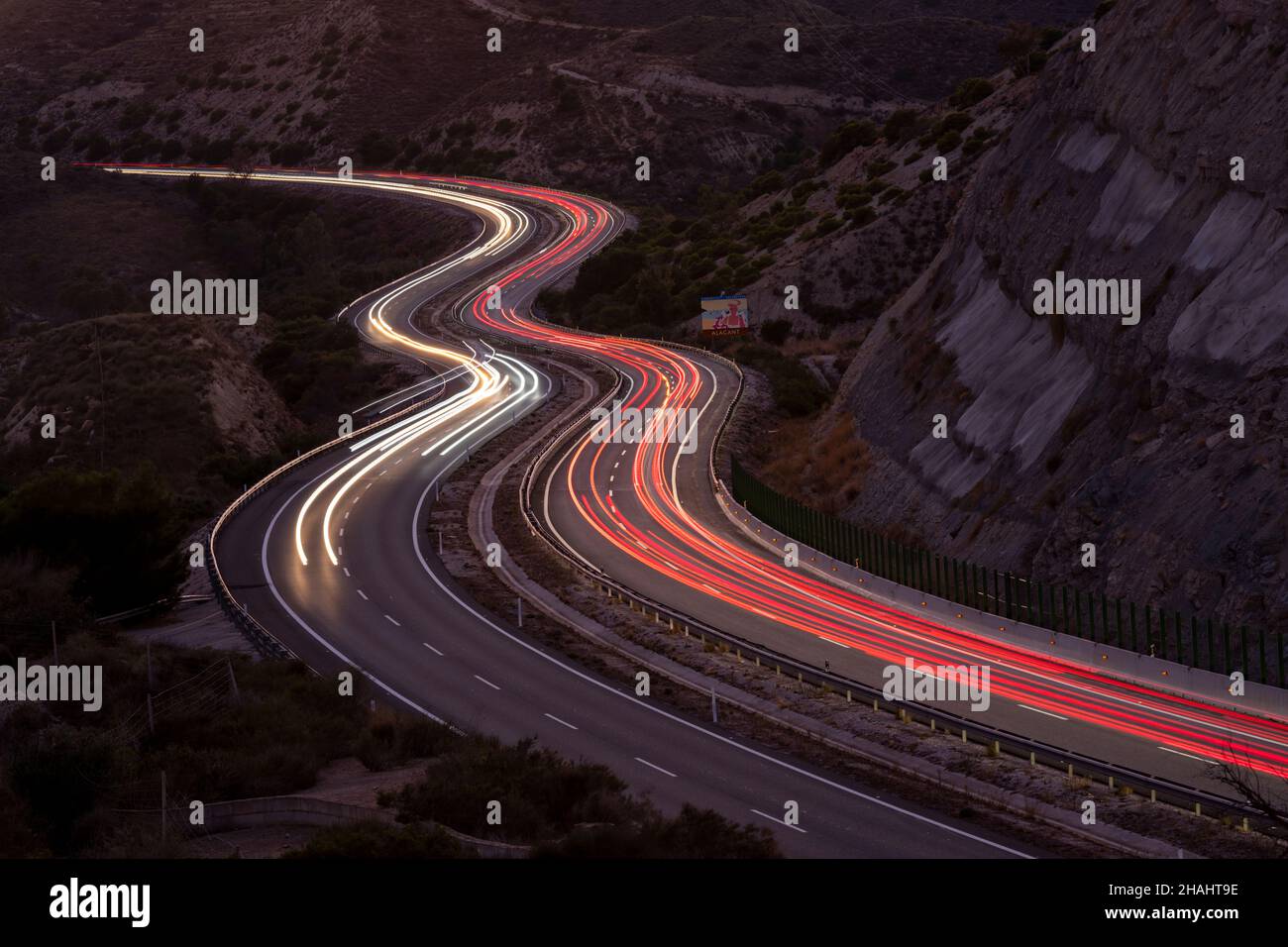 A long exposure of A7 highway in Costa Blanca just after the sunset ...
