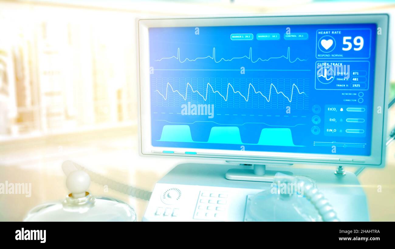 ICU in bright sunny clinic room - cgi industrial 3D illustration Stock ...