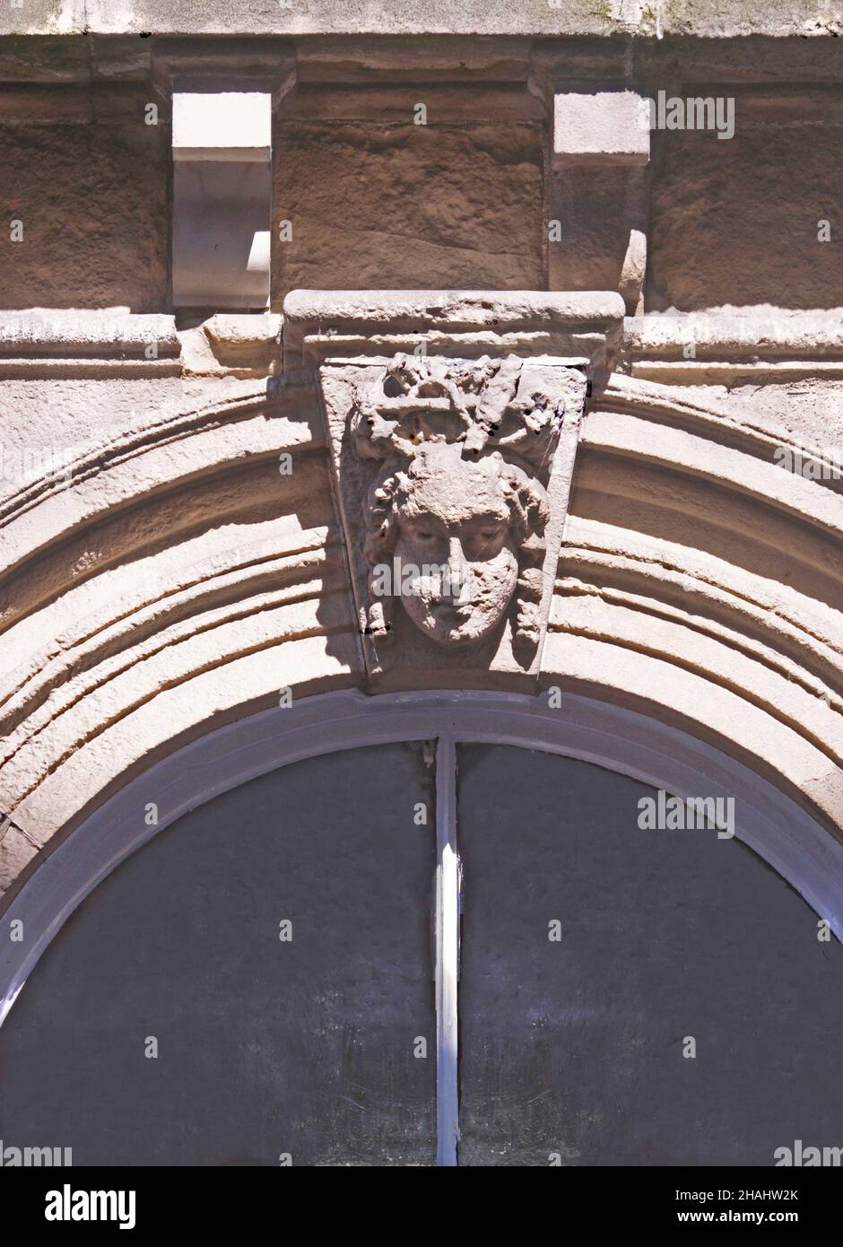 Sculpted keystone above doorway. Inverness, Scotland Stock Photo - Alamy