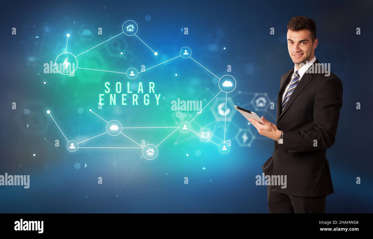 Businessman thinking about technology concept Stock Photo - Alamy