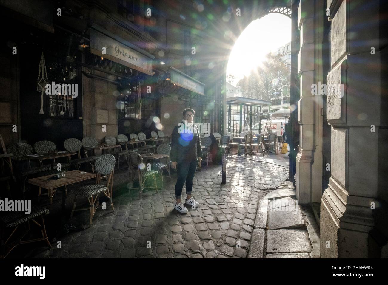 Street scene at the streets fo Paris and people walking around. Paris ...