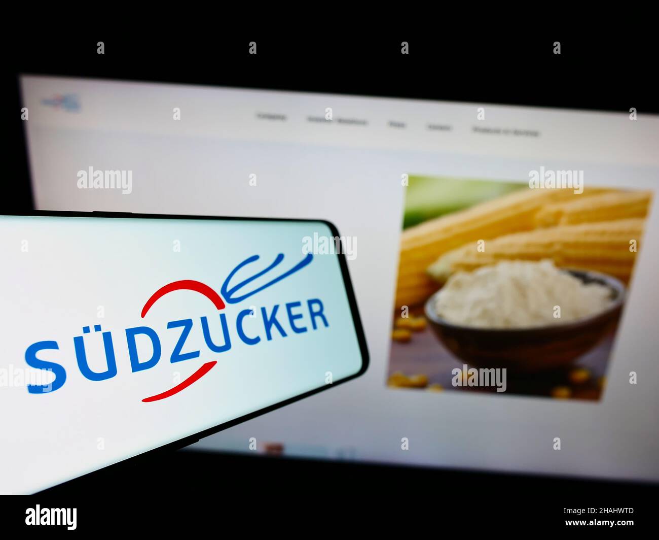 Smartphone with logo of German sugar production company Südzucker AG on ...