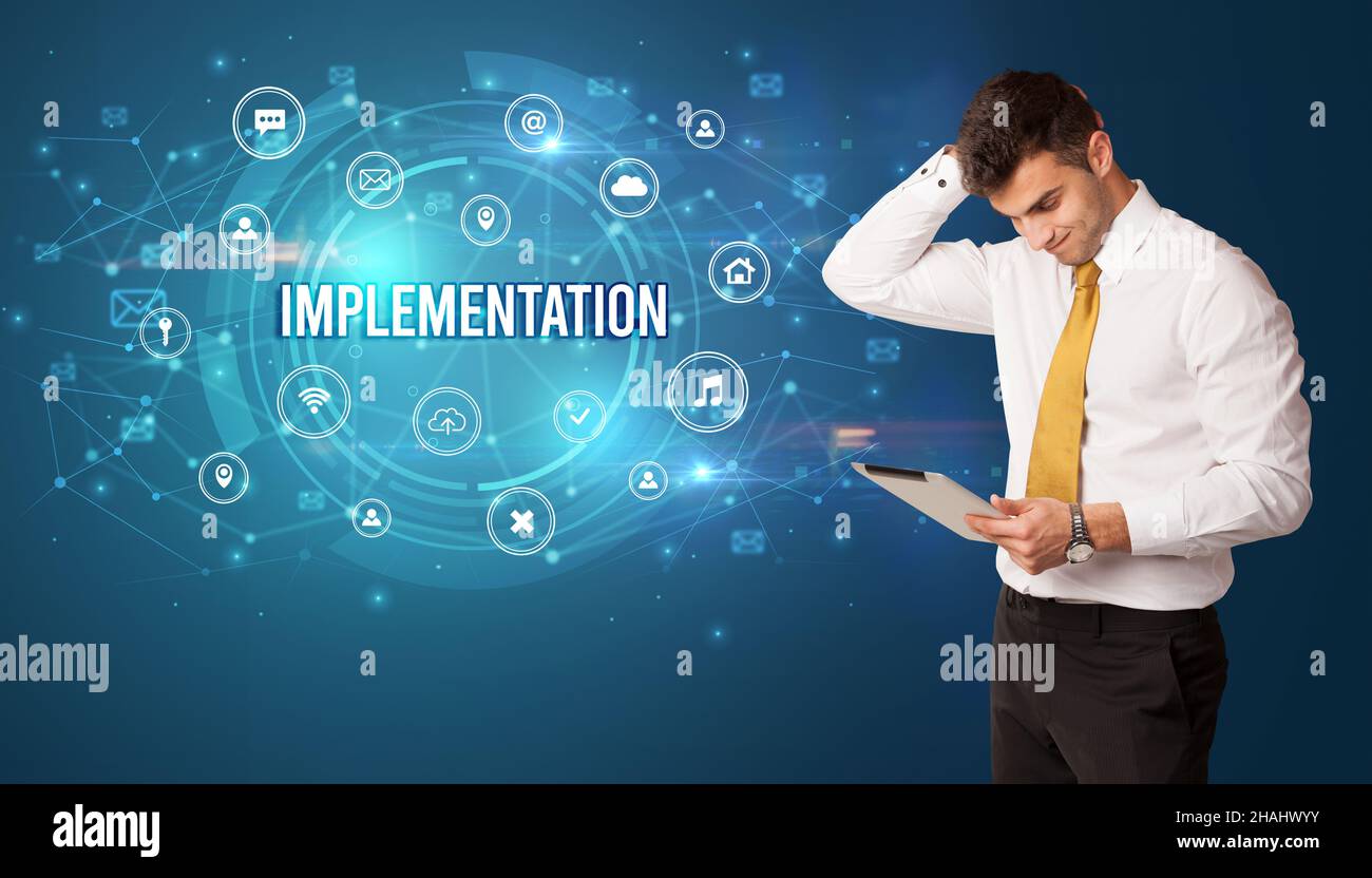 Businessman thinking about modern technology Stock Photo - Alamy