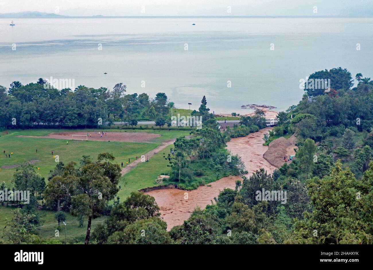 Sebeya river entering Lake Kivu, Rwanda Stock Photo - Alamy