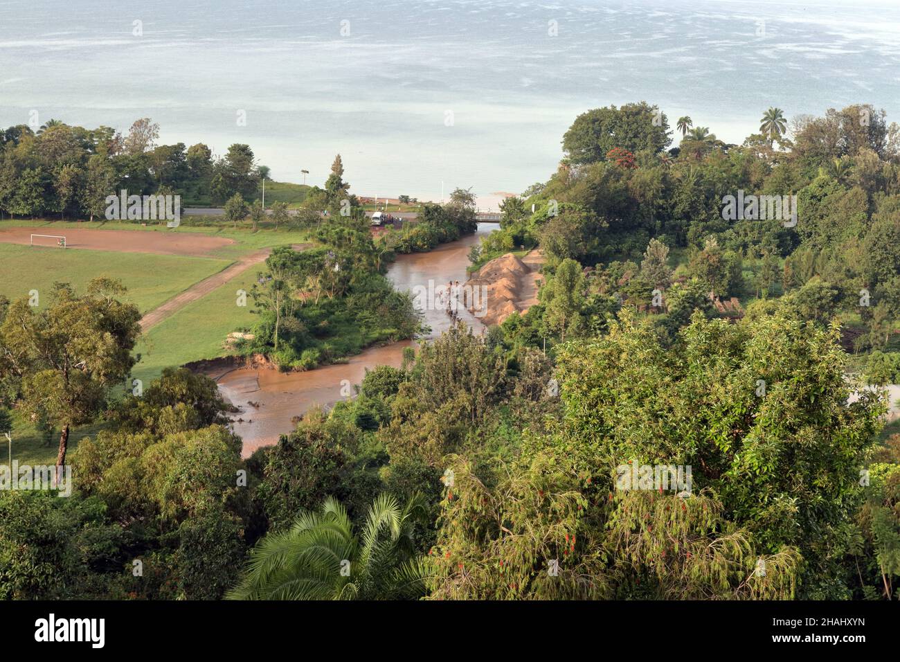 Sebeya river entering Lake Kivu, Rwanda Stock Photo - Alamy