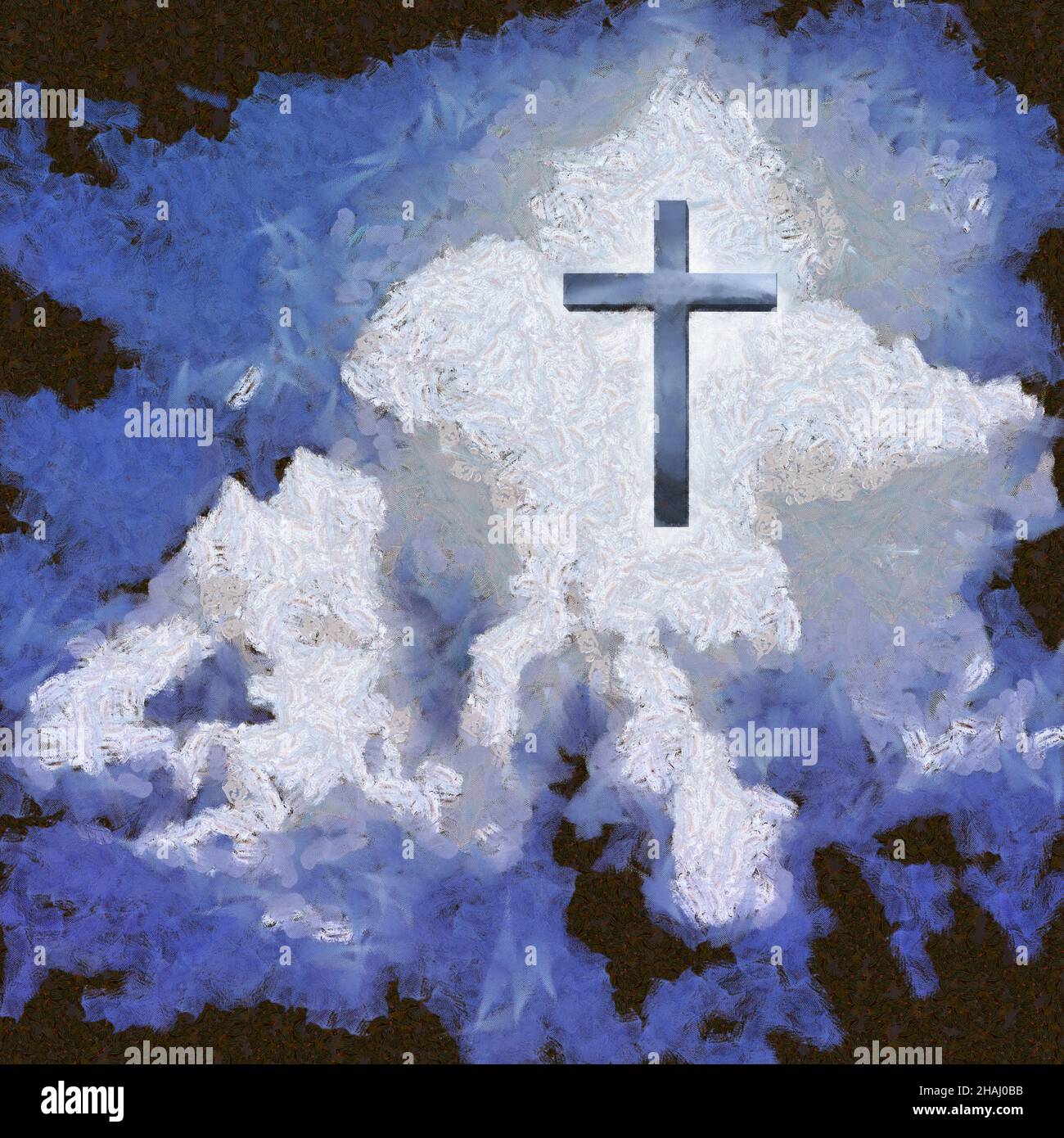 Cross in the Sky. 3D rendering Stock Photo - Alamy