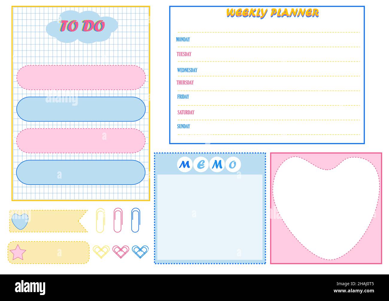 Printable weekly planner Cut Out Stock Images & Pictures - Alamy