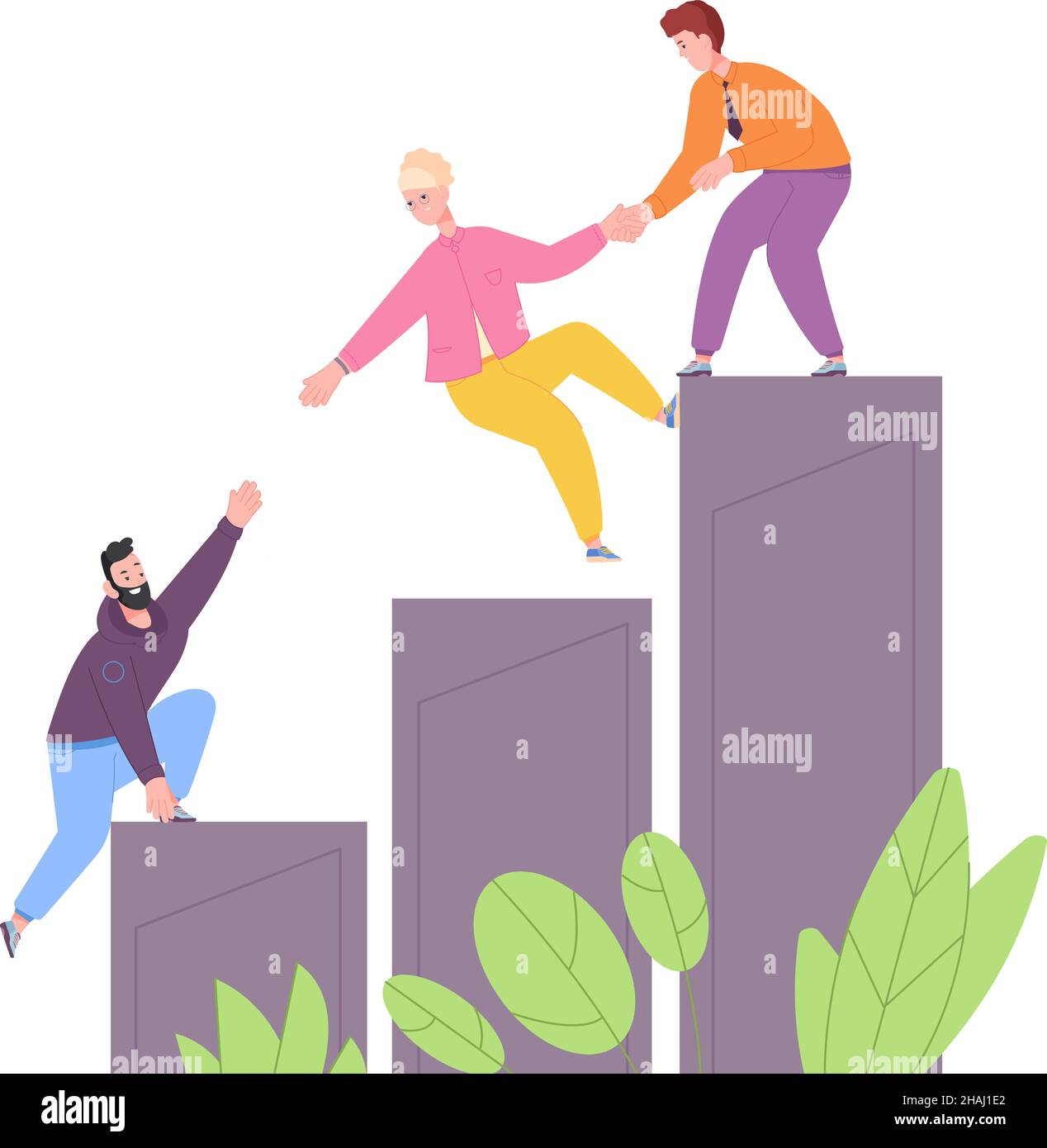 Helping growing together. Support team employees, growth stair business ...