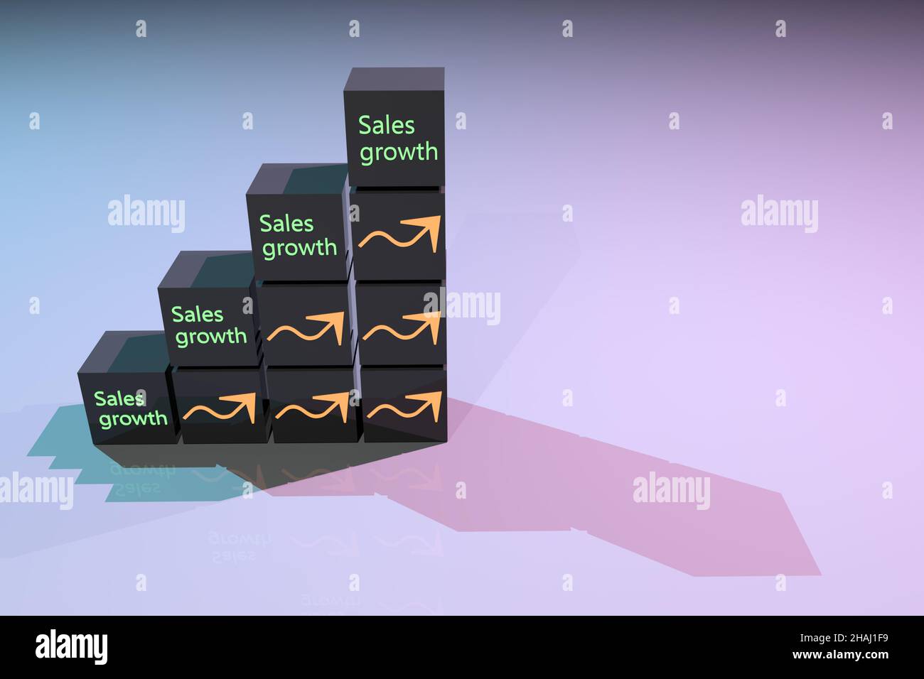 The Sales growth concept illustration. Sales growth neon inscription on ...