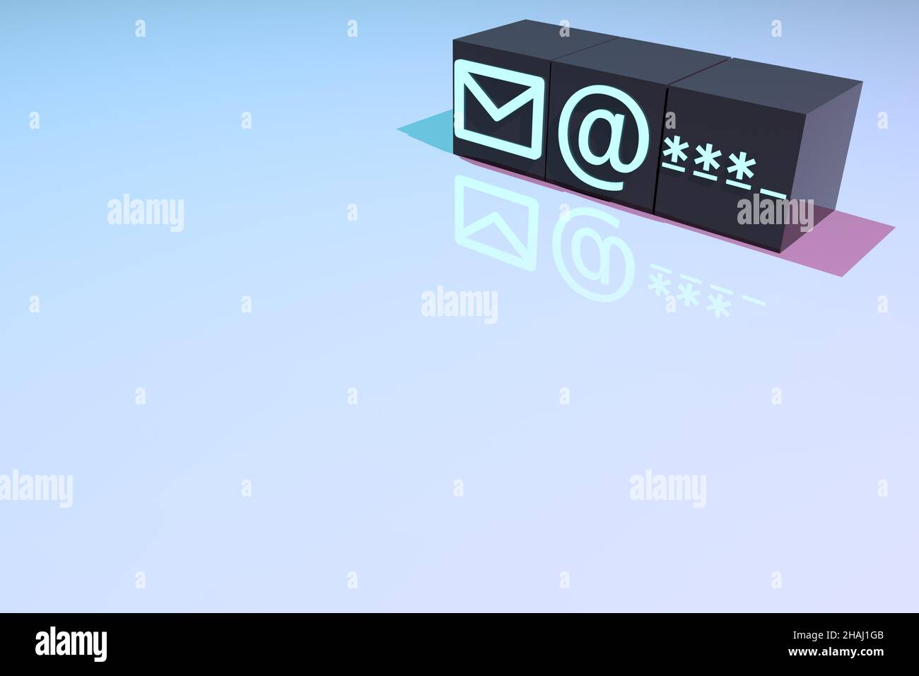 The Email inbox password 3d illustration. Password protection messages ...