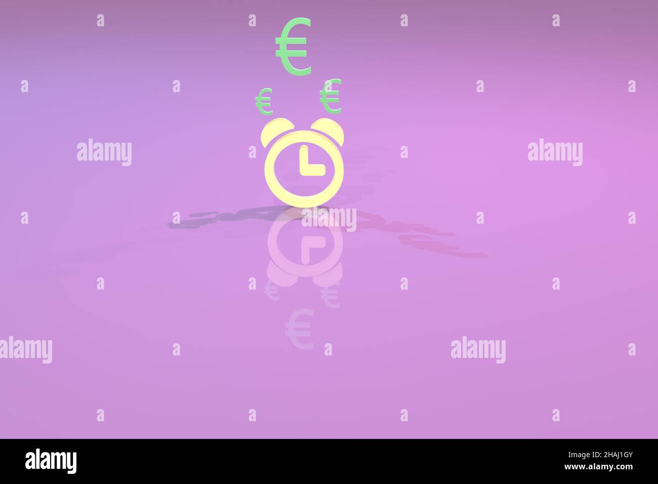 The Time and euro concept. Clock and Euro background 3D illustration ...