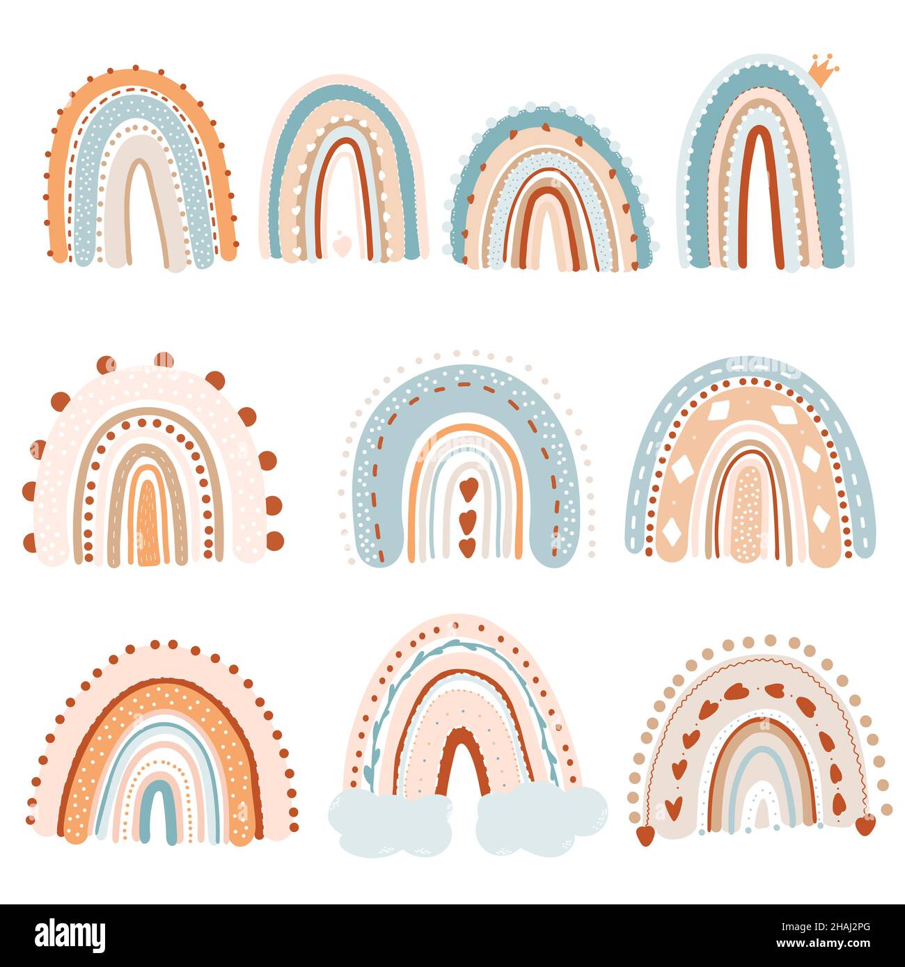 Rainbows collection. Scandinavian design. Cute rainbow and cloud ...