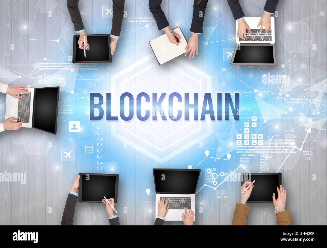 Group of Busy People Working in an Office, technology concept Stock ...