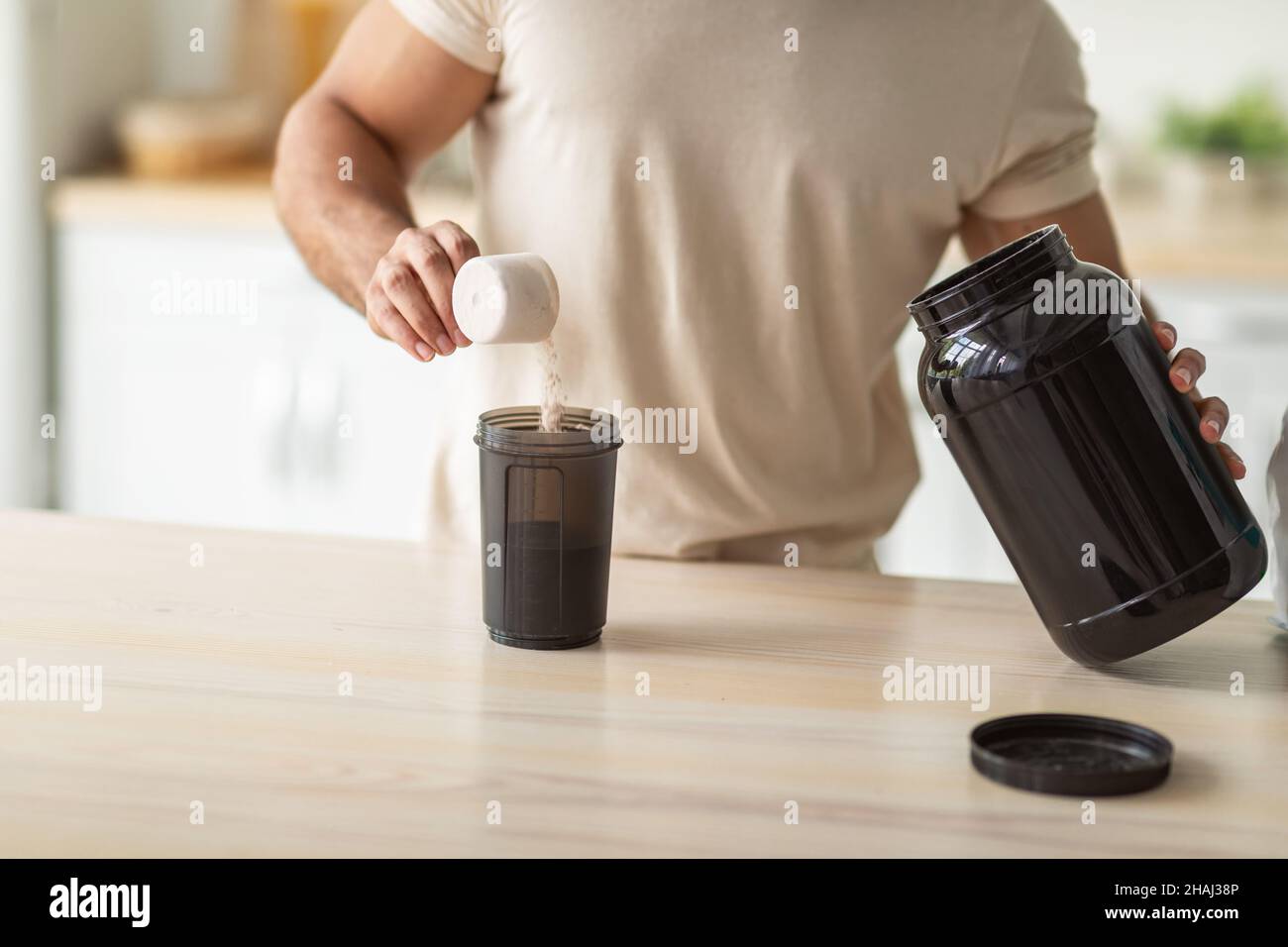 Man hands sport fitness shake protein hi-res stock photography and ...