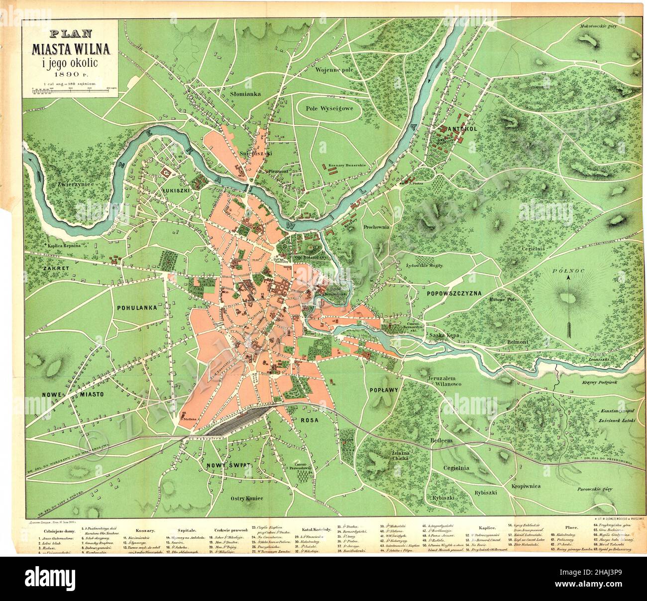 Wilno Map, Mapa Wilna, Vilnius Map, Map of Vilnius, Vilnius Print, Old ...