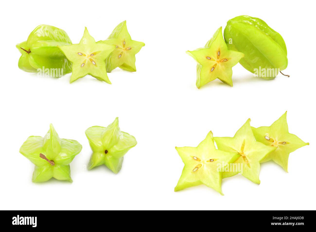 Collage of starfruit close-up on white Stock Photo - Alamy