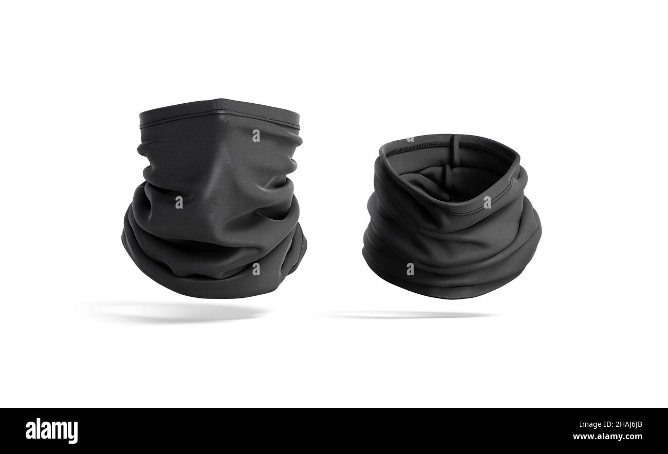 Blank black neck gaiter mock up, front view, no gravity Stock Photo - Alamy