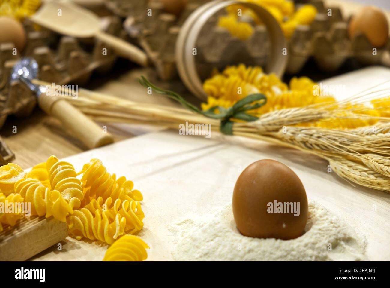 composition of fresh fusilli type pasta Stock Photo - Alamy