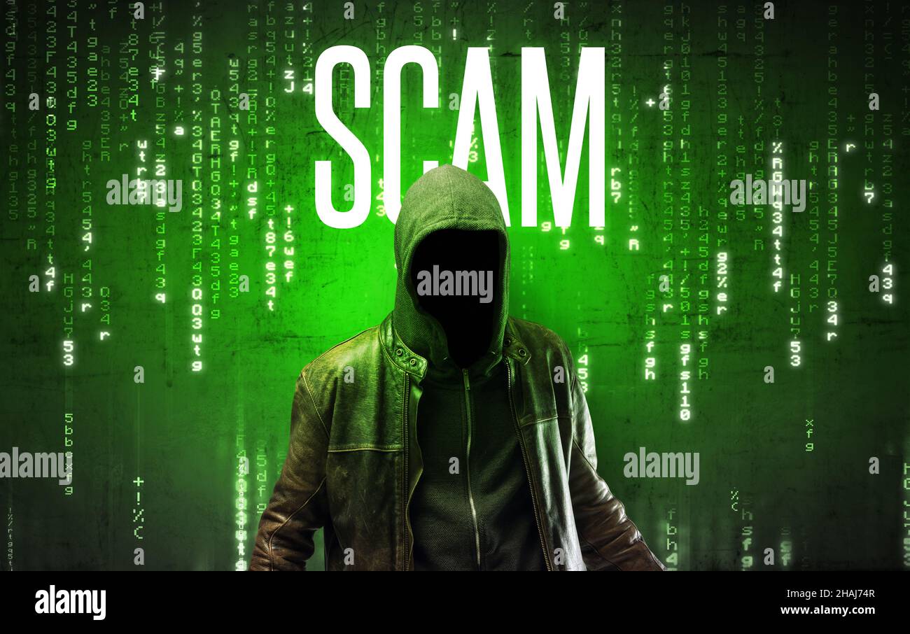 Faceless hacker with inscription concept Stock Photo - Alamy