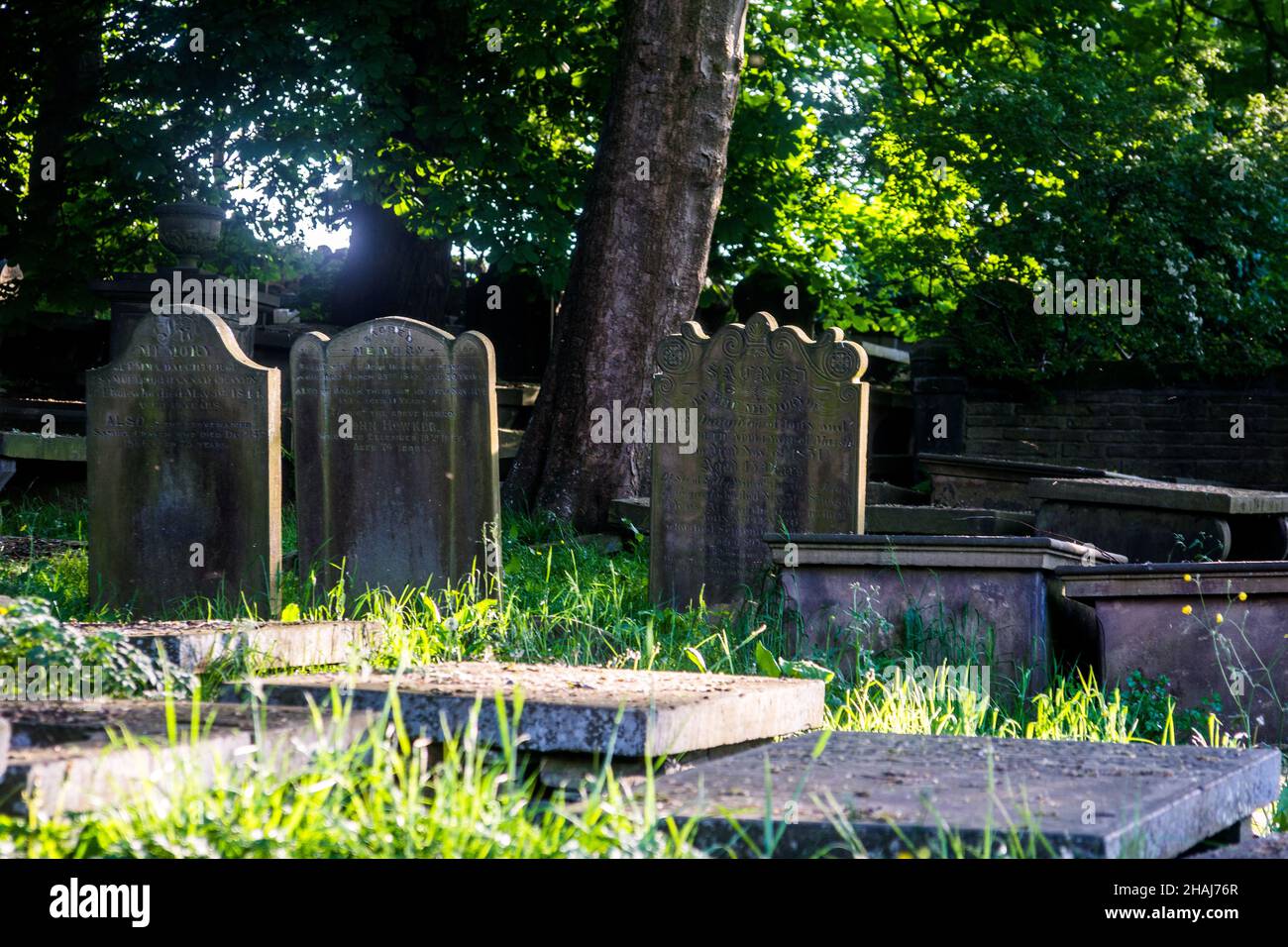 The famous Bronte family lived very close to this graveyard Stock Photo ...